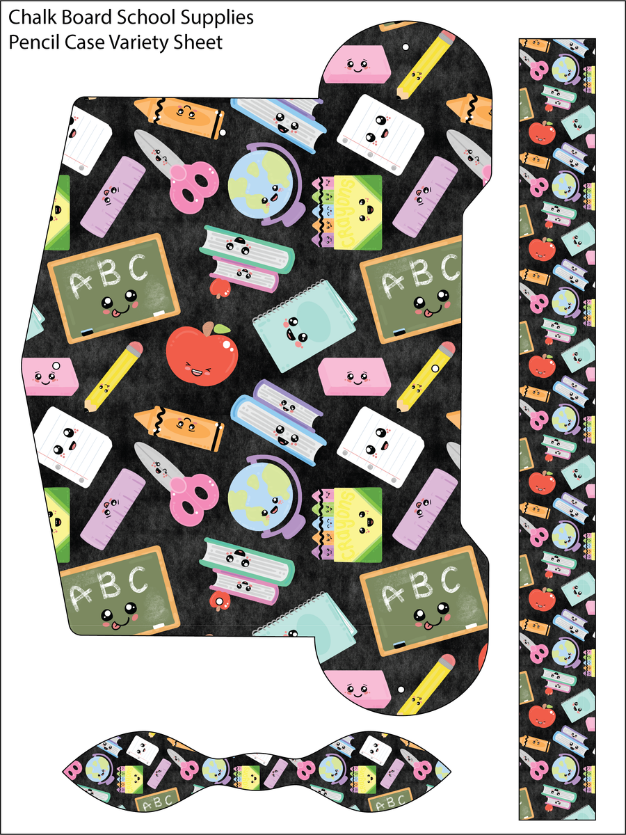 Chalk Board School Supplies Pencil Case Variety Sheet – The Polka ...