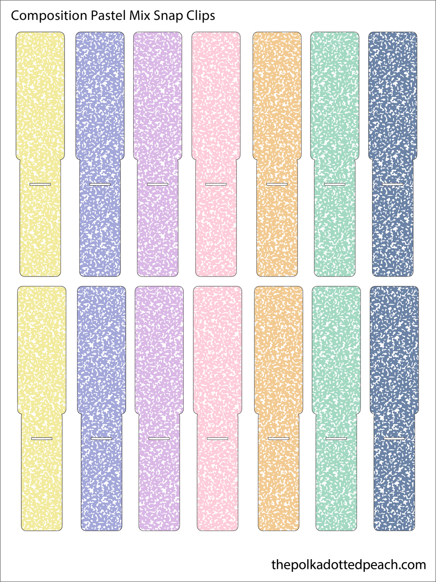 Composition Pastel Mix Snap Clips Handcut Sheet – The Polka Dotted ...