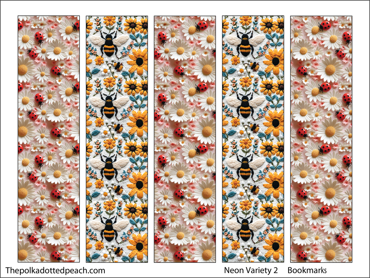 Neon Bookmarks Variety 2 – The Polka Dotted Peach Supply Co.