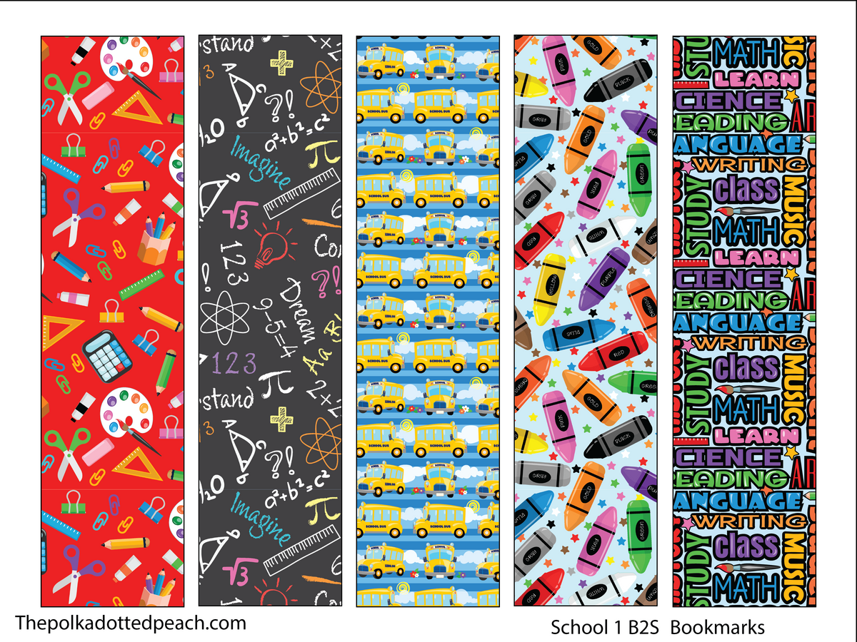 School 1 B2S Bookmark – The Polka Dotted Peach Supply Co.