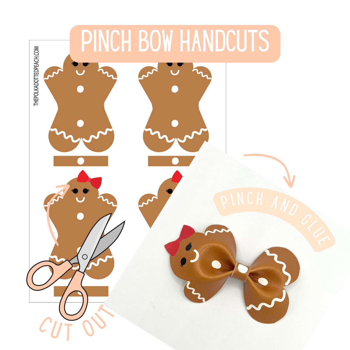 Gingerbread Pinch Bow Handcuts – The Polka Dotted Peach Supply Co.