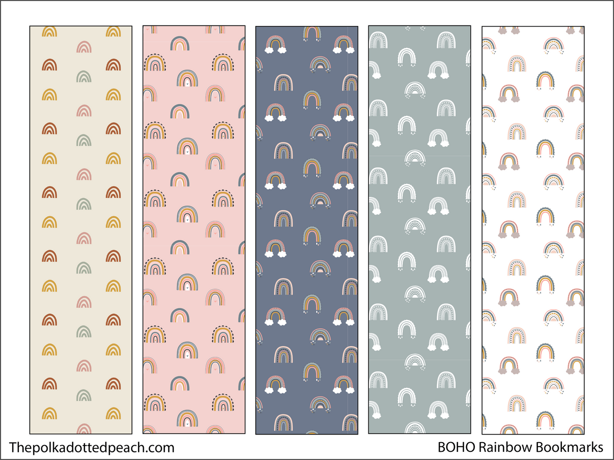 Boho Rainbow Bookmarks Set of 5 – The Polka Dotted Peach Supply Co.