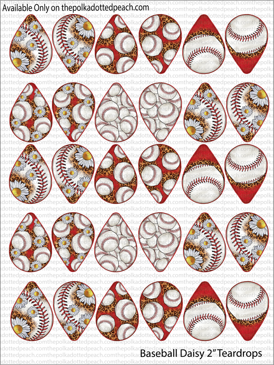 Baseball Daisy Teardrops-Handcuts – The Polka Dotted Peach Supply Co.