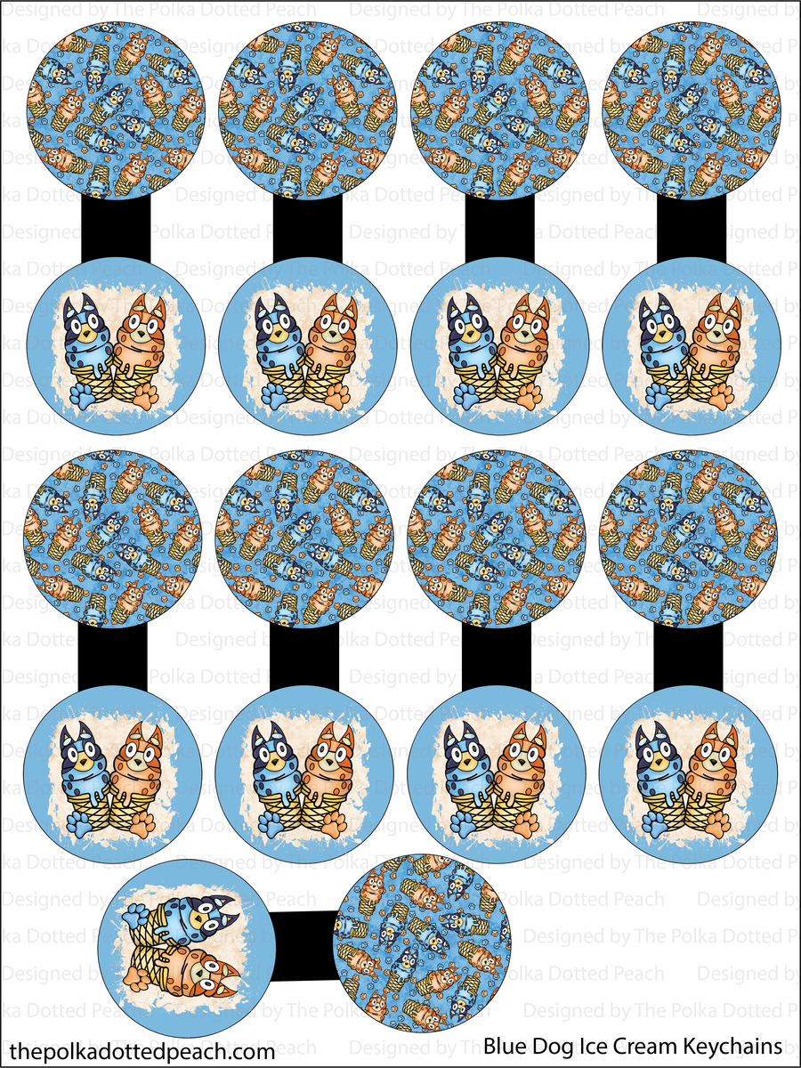 Blue Dog Ice Cream Cone Keychains- Handcuts – The Polka Dotted Peach ...