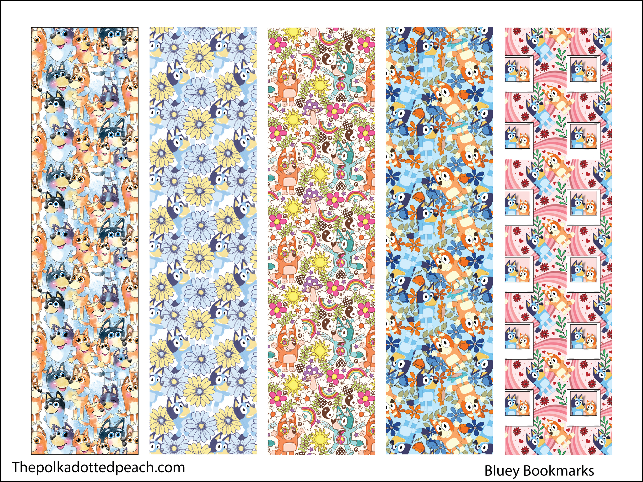 Bluey Bookmarks Set of 5 – The Polka Dotted Peach Supply Co.
