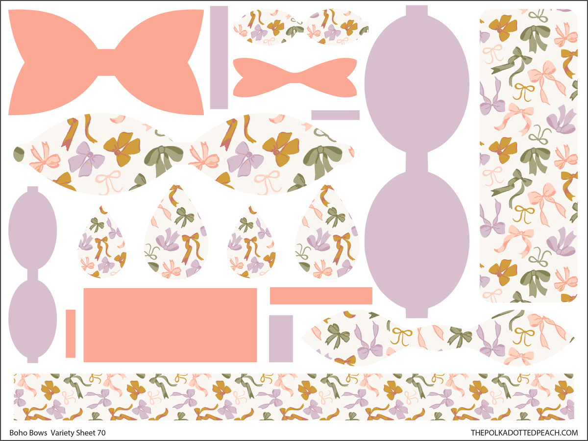 Boho Bows Variety Sheet-Handcut 70 – The Polka Dotted Peach Supply Co.