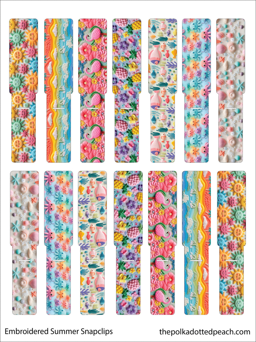 Embroidered Summer Snap Clips – The Polka Dotted Peach Supply Co.