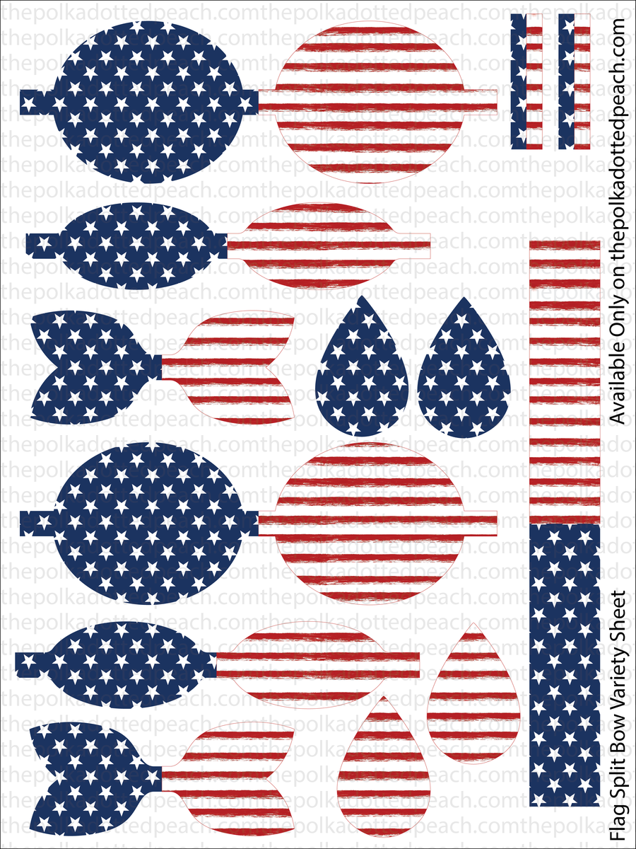 Flag Split Bow Variety Sheet-Handcut – The Polka Dotted Peach Supply Co.