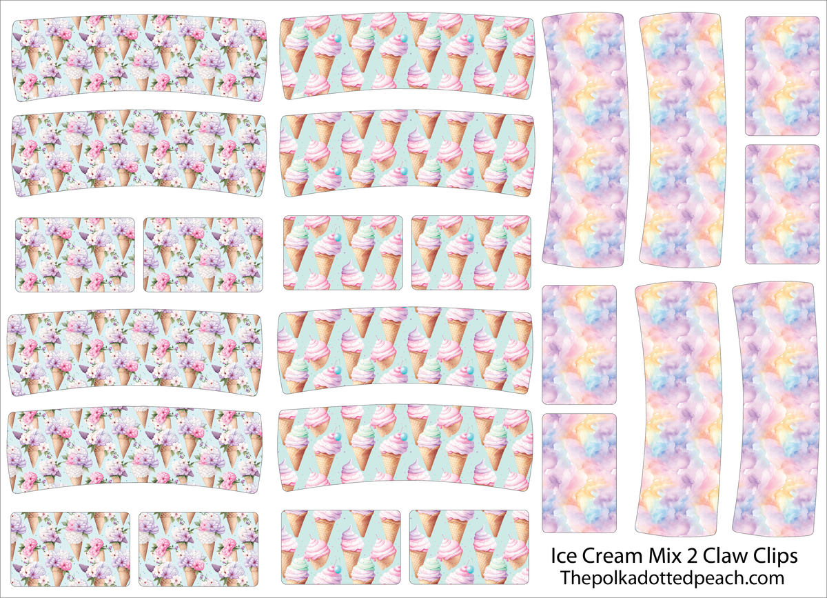 Ice Cream Mix 2 Claw Clips – The Polka Dotted Peach Supply Co.