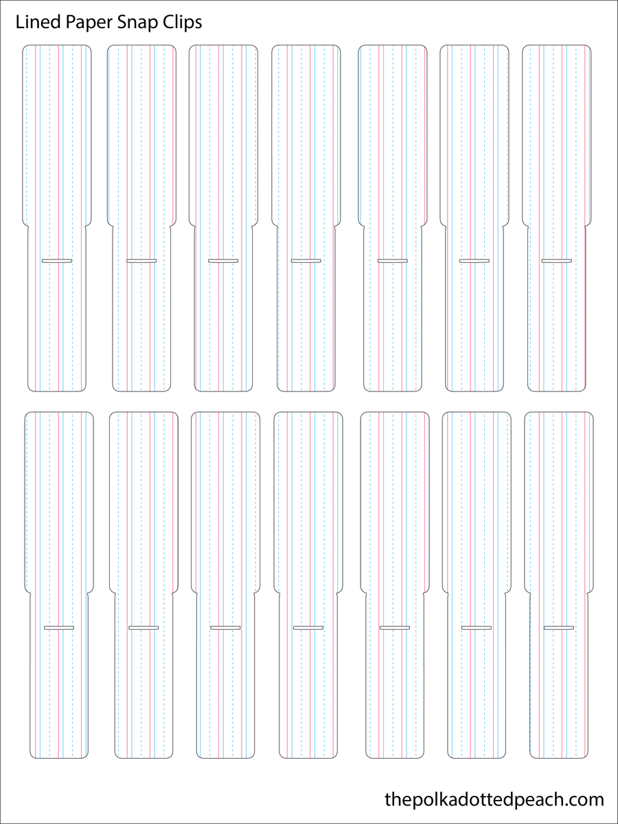 Lined Paper Snap Clips Handcut Sheet – The Polka Dotted Peach Supply Co.