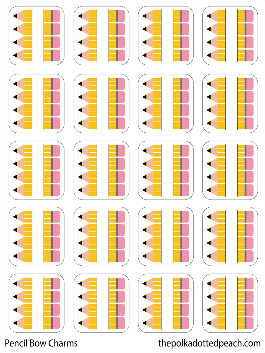 Pencil Bow Charms Handcut Sheet – The Polka Dotted Peach Supply Co.