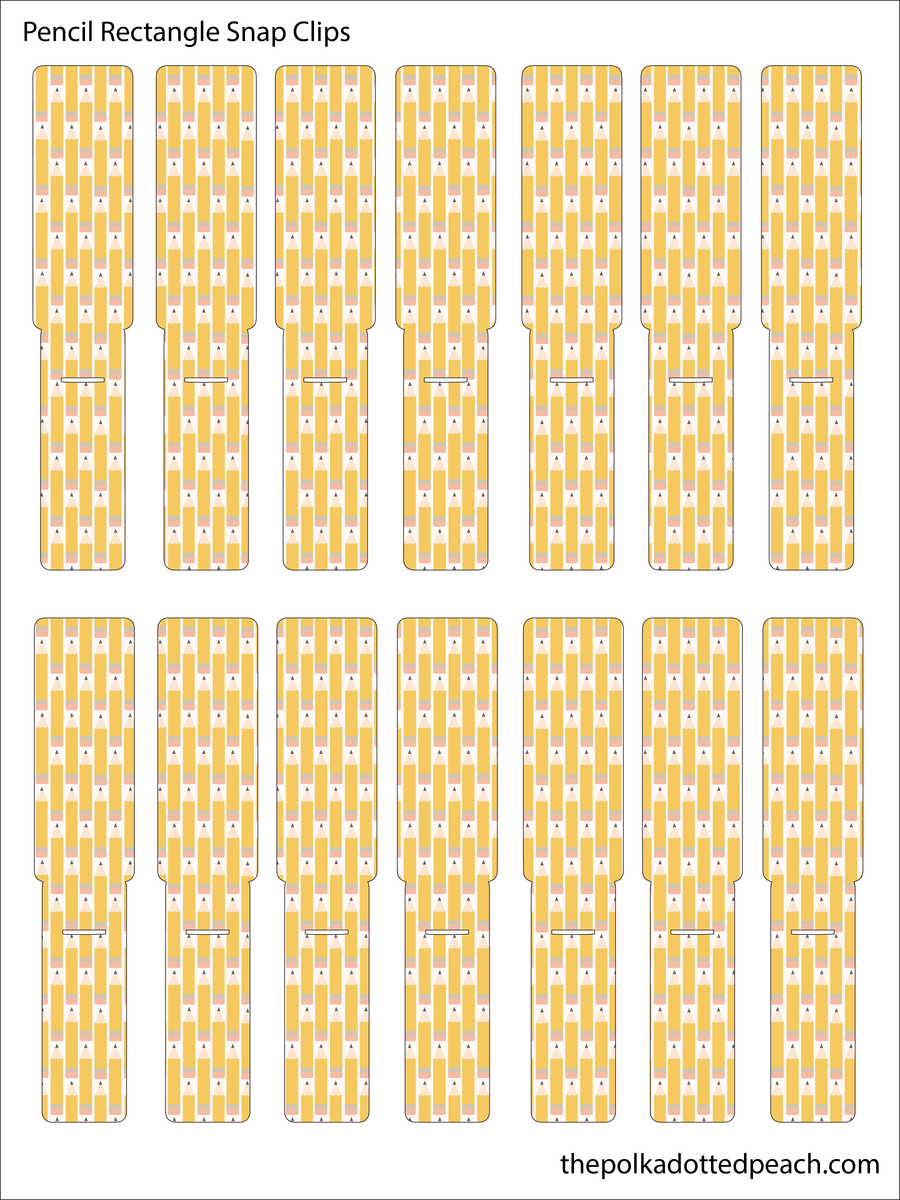 Pencil Rectangle Snap Clips Handcut Sheet – The Polka Dotted Peach ...