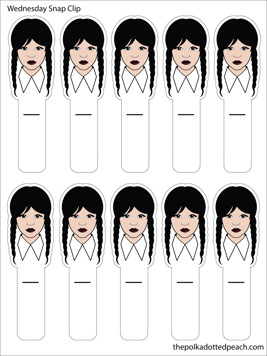 Wednesday Snap Clip Handcut Sheet – The Polka Dotted Peach Supply Co.