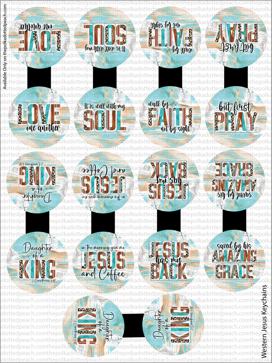 Western Jesus Keychain Hand cut Sheet – The Polka Dotted Peach Supply Co.