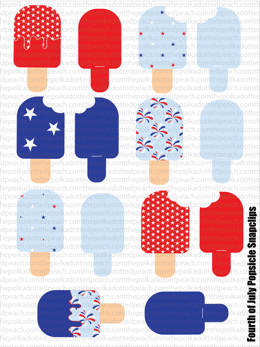 Patriotic Popsicles Snap Clips-Handcuts – The Polka Dotted Peach Supply Co.