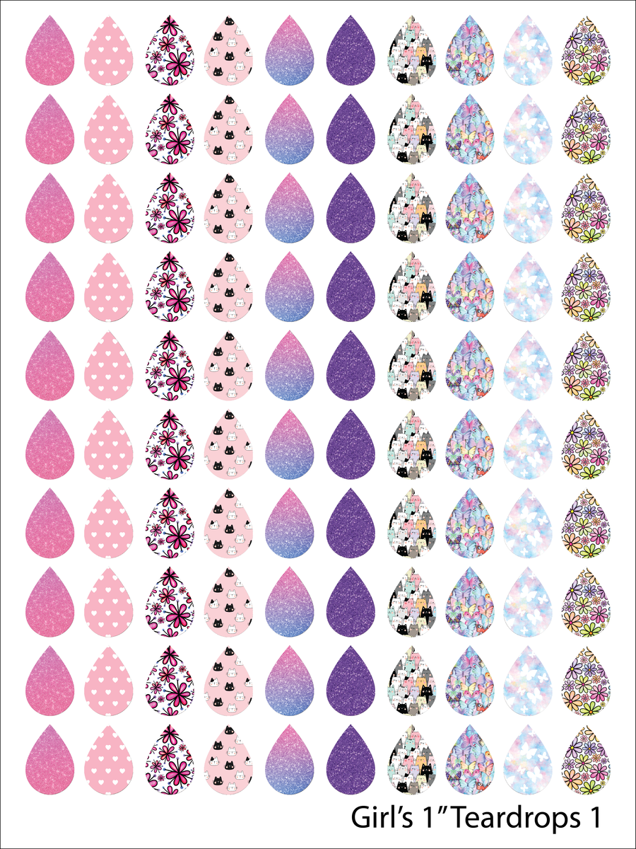Girls 1 Inch Teardrops Handcut Sheet – The Polka Dotted Peach Supply Co.