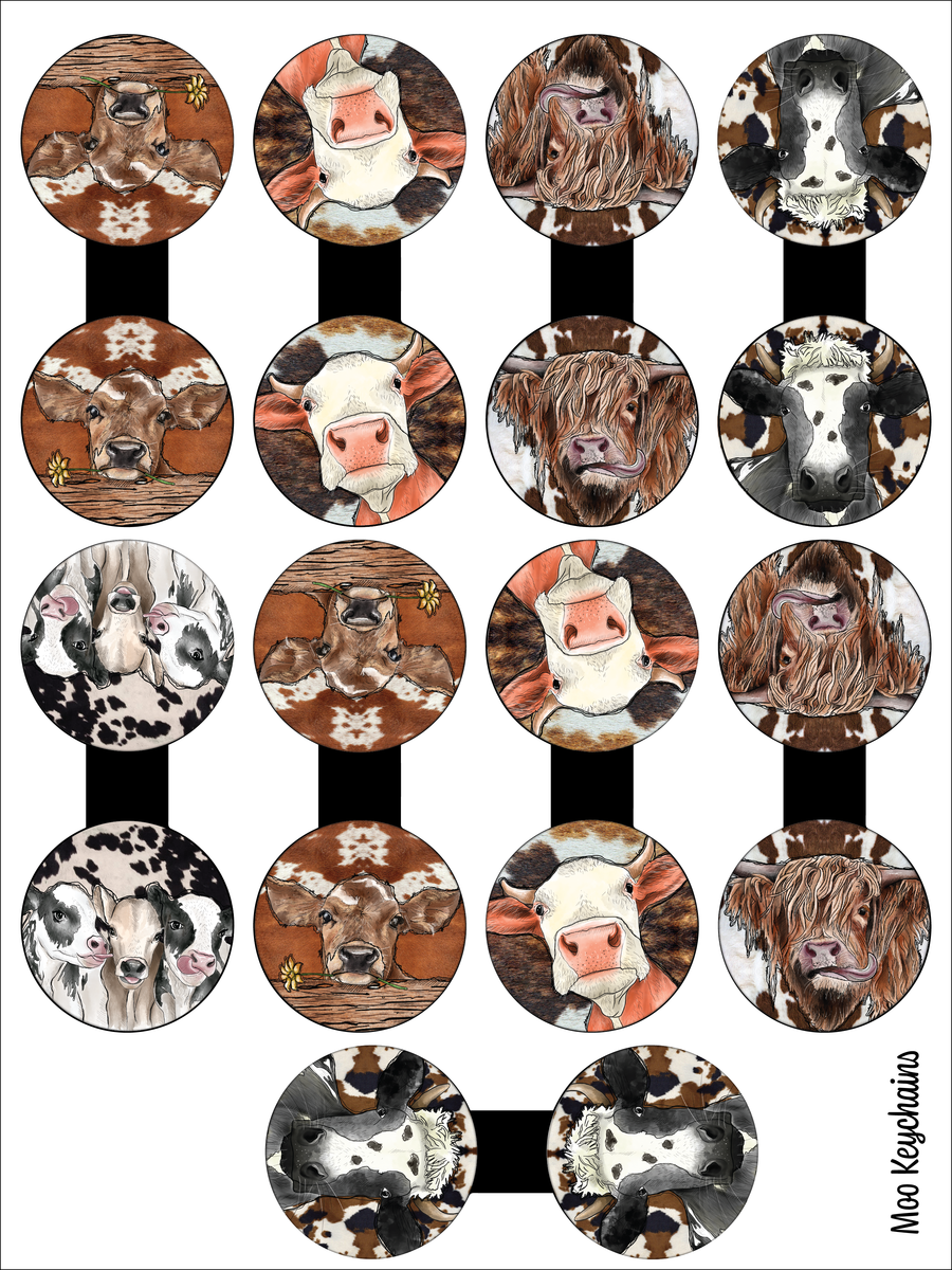 Moo Keychains Handcut Sheet – The Polka Dotted Peach Supply Co.