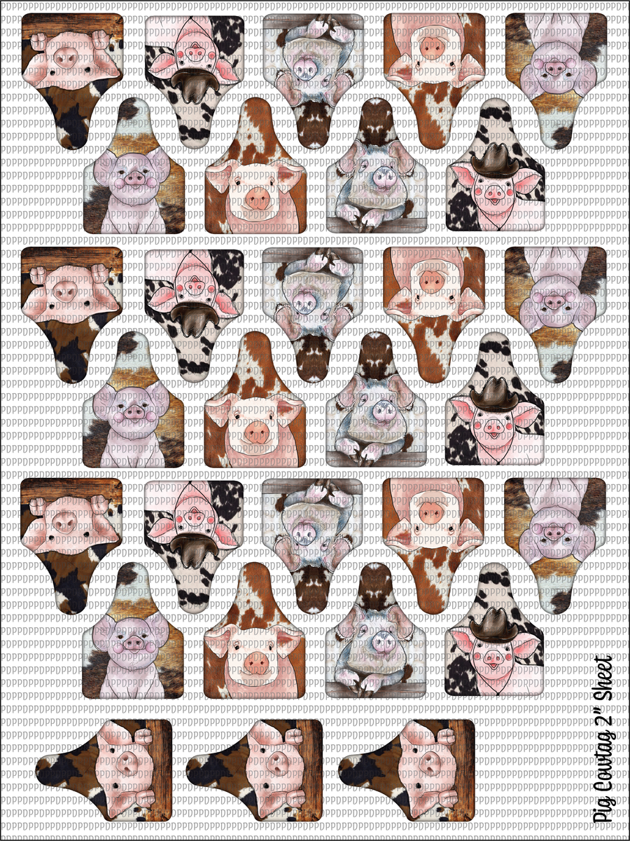 Pig Cow Tag 2 Inch Handcut Sheet – The Polka Dotted Peach Supply Co.